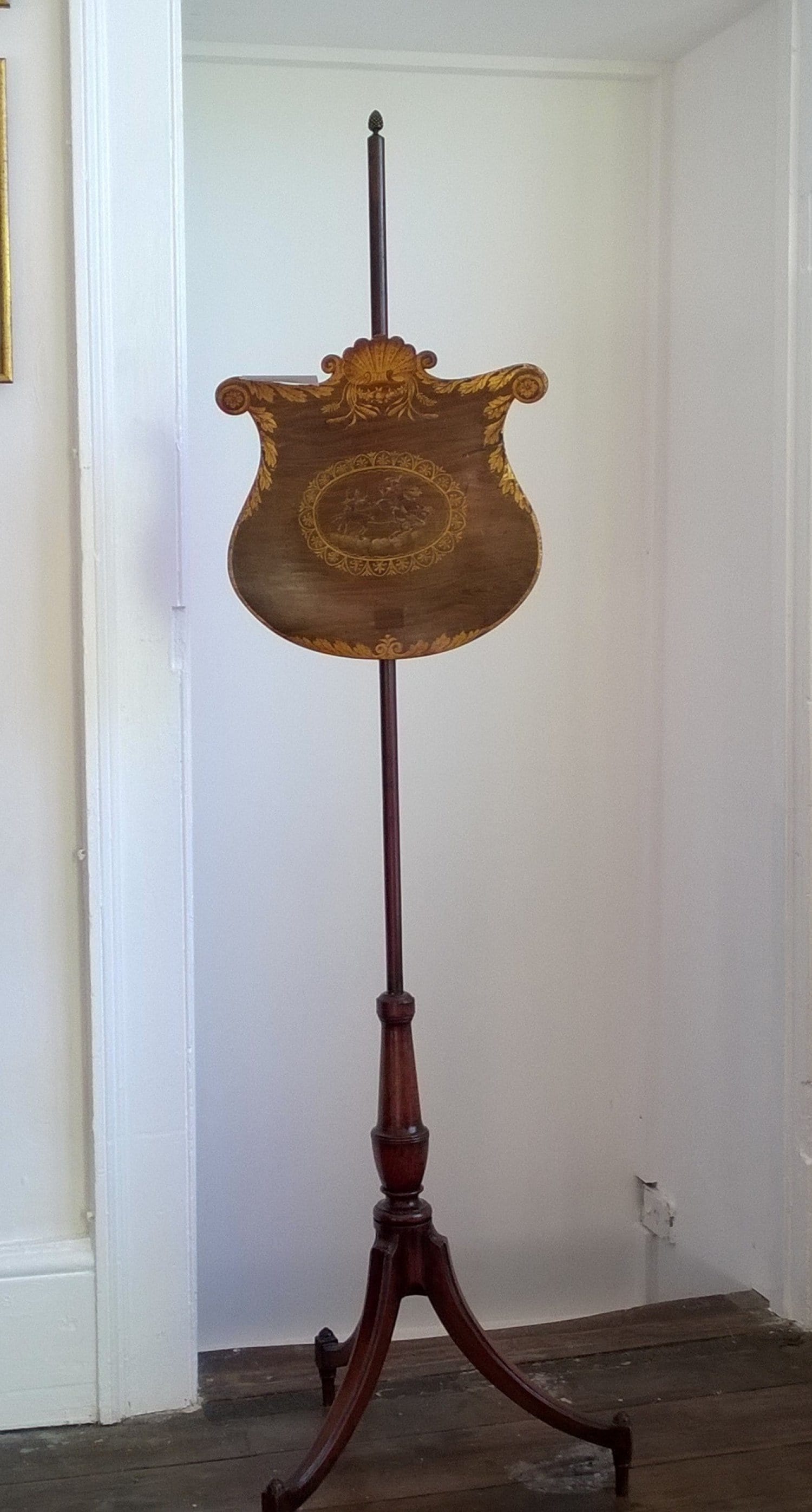 Regency pen-work polescreen 1810 - Warwick Oakman