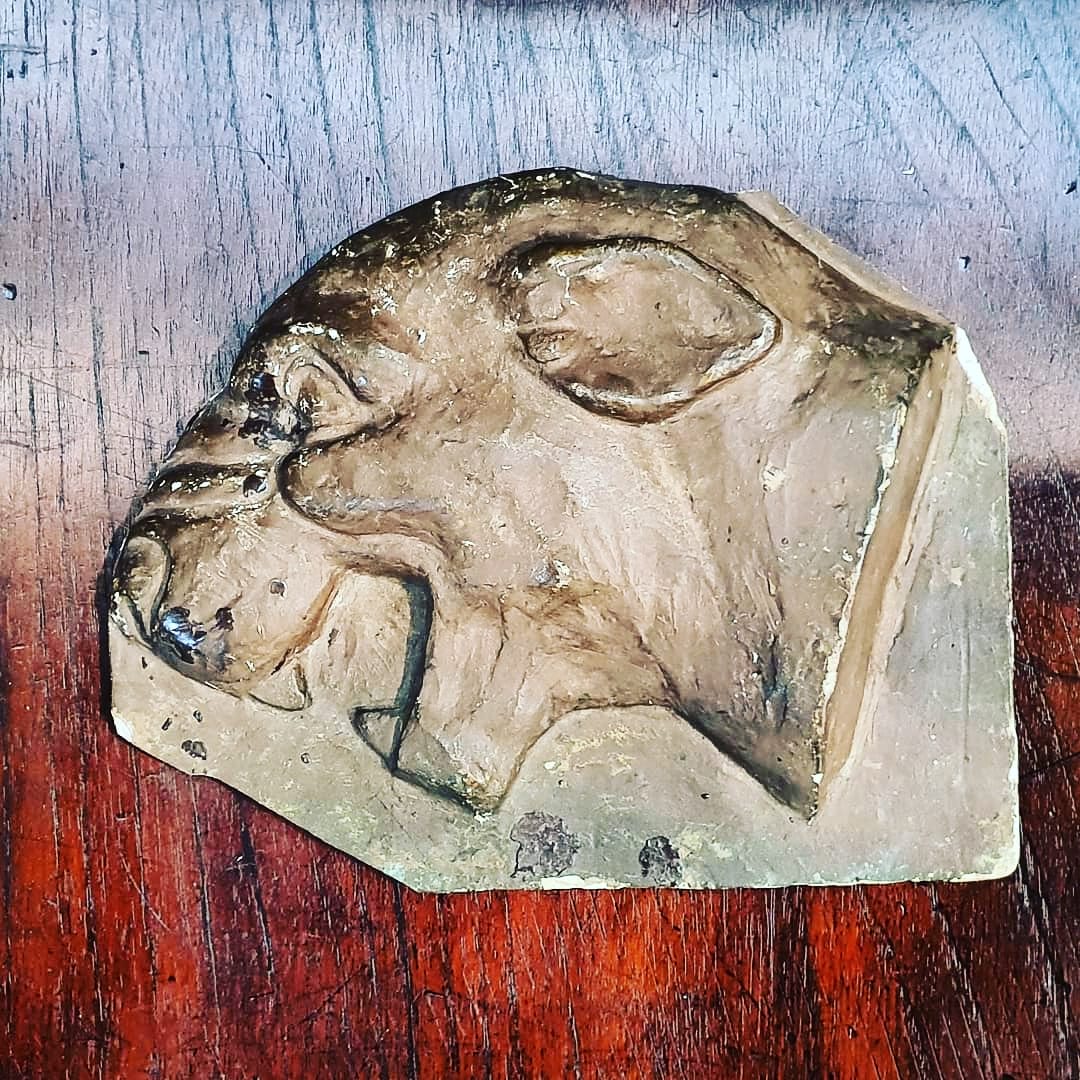 Bronzed plaster panther portrait c 1830 - Warwick Oakman